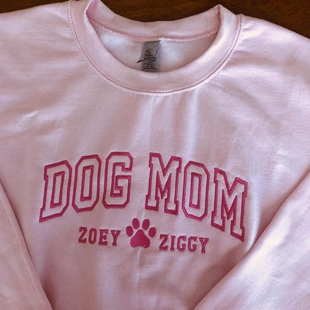 Personalized Embroidered Dog Mom Sweatshirt, Dog Mom … - Gem